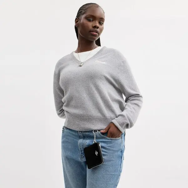 COACH OUTLET Small Corner Zip Wallet - Silver/black