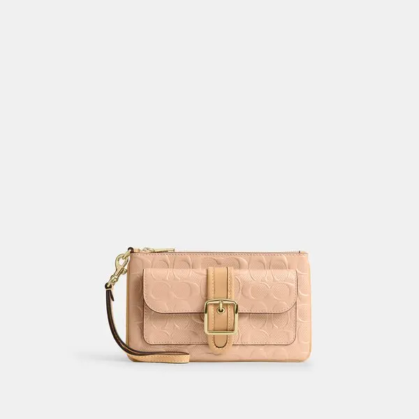 COACH OUTLET Coach Ashton Signature Leather Wristlet - Gold/faded Blush
