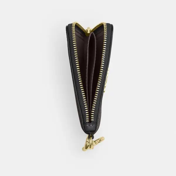 COACH OUTLET Small Corner Zip Wallet In Signature Canvas - Gold/walnut/black