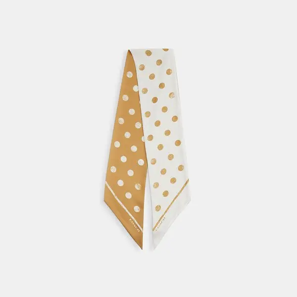 COACH OUTLET Distressed Dot Print Silk Wide Skinny Scarf - Chalk/brown