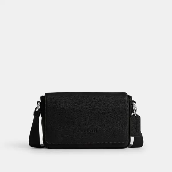 COACH OUTLET Jack Flap Crossbody Bag In Refined Pebble Leather - Silver/black