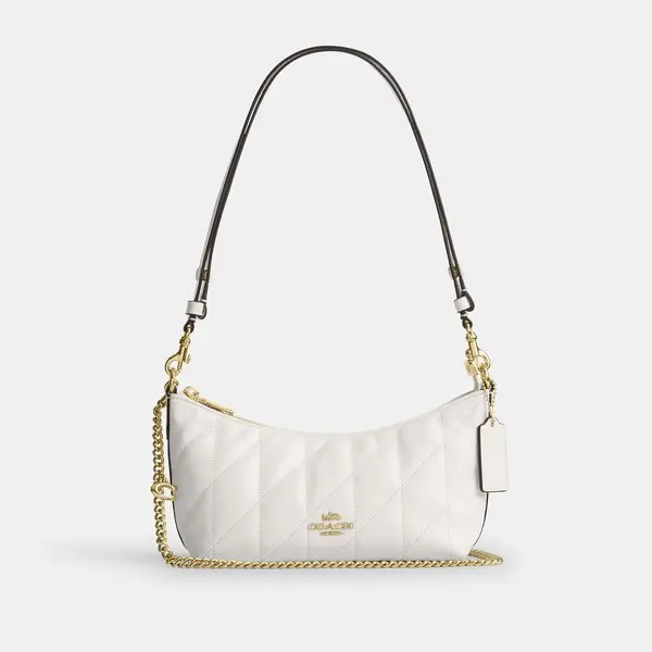 COACH OUTLET Caitlin Shoulder Bag With Quilting And Charm - Gold/chalk