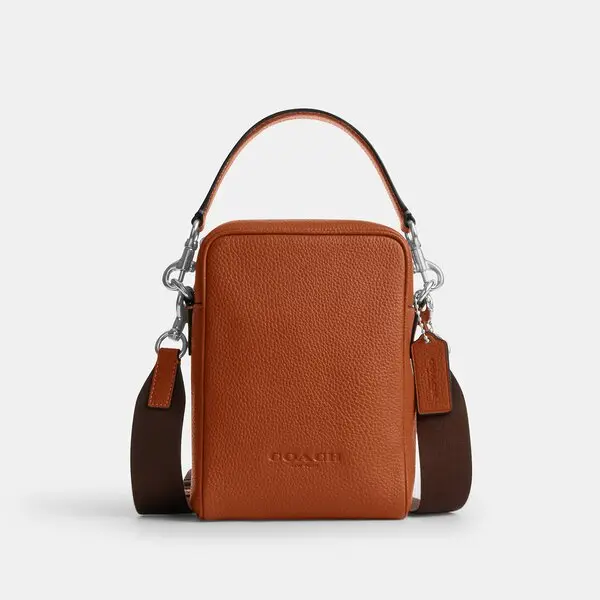 COACH OUTLET Tristan Crossbody Bag 14 In Refined Pebble Leather - Silver/amber Brown