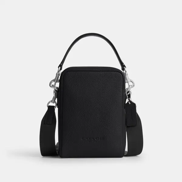 COACH OUTLET Tristan Crossbody Bag 14 In Refined Pebble Leather - Silver/black