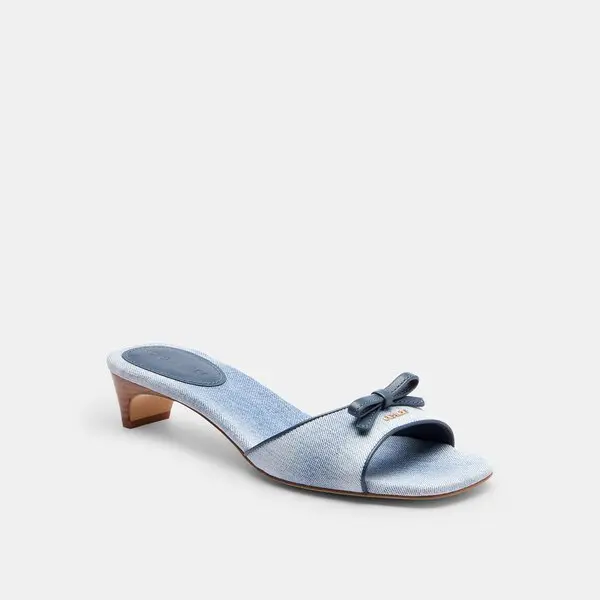COACH OUTLET Coach Bow Kitten Heel Sandal - Light Indigo
