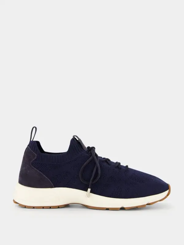Dior High Top Sneakers In Navy Cashmere - Blue