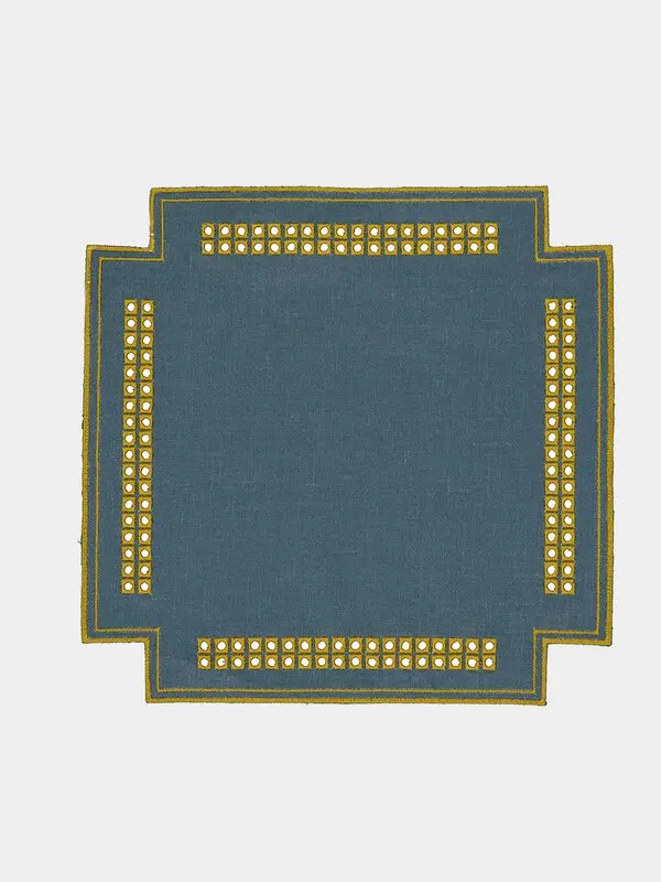 Borgo Delle Tovaglie Linen Placemat With Cutwork Embroidery - Blue