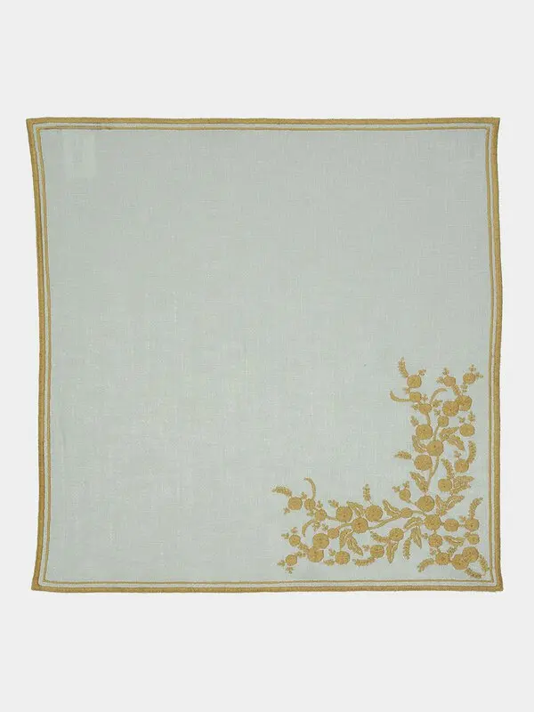 BORGO DELLE TOVAGLIE Venaria Linen Napkin With Floral Embroidery - Gold