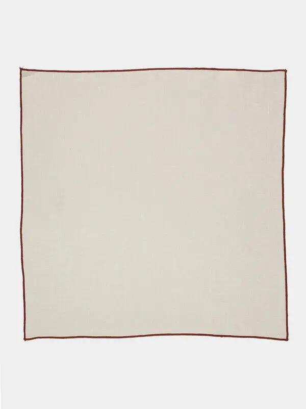 Borgo Delle Tovaglie Filo Linen Napkin In Sea Salt And Terracotta - Red