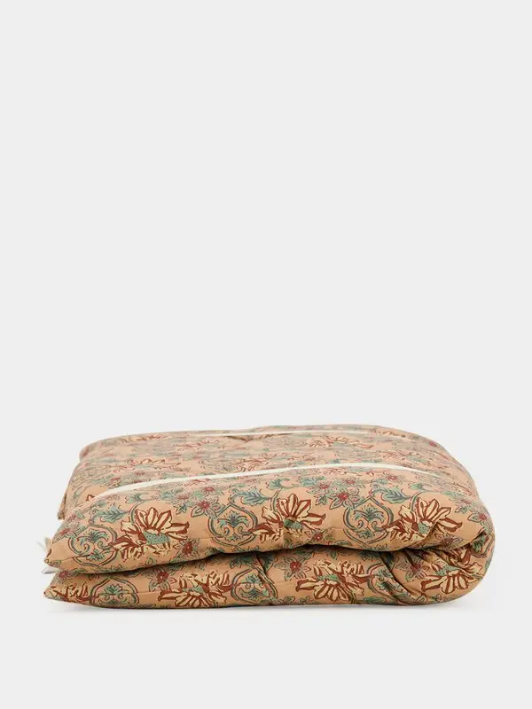 Madam Stoltz Peach Floral Printed Cotton Mattress - Orange