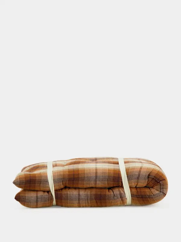 Madam Stoltz Checked Cotton Mattress Pumpkin Spice - Orange