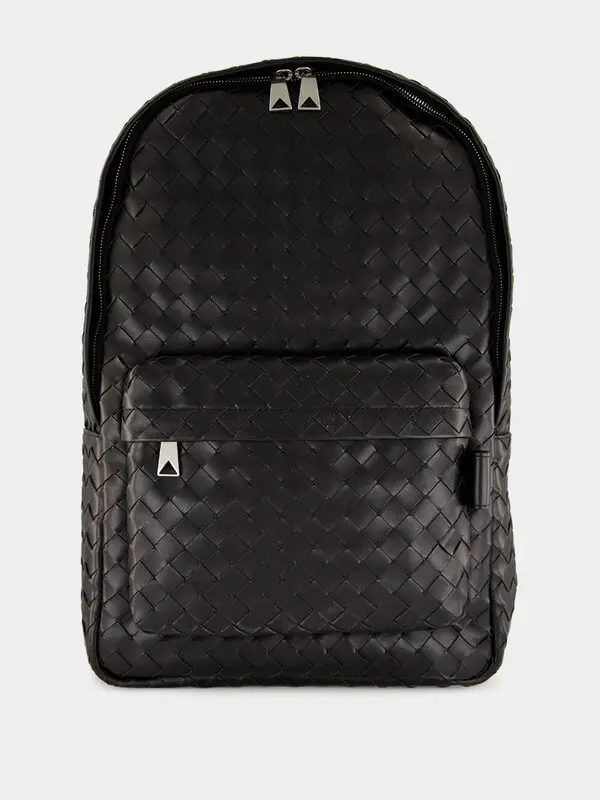 Bottega Veneta Intrecciato Leather Backpack - Black