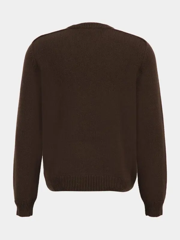 Celine Cashmere Triomphe Boxy Crewneck Sweater - Brown