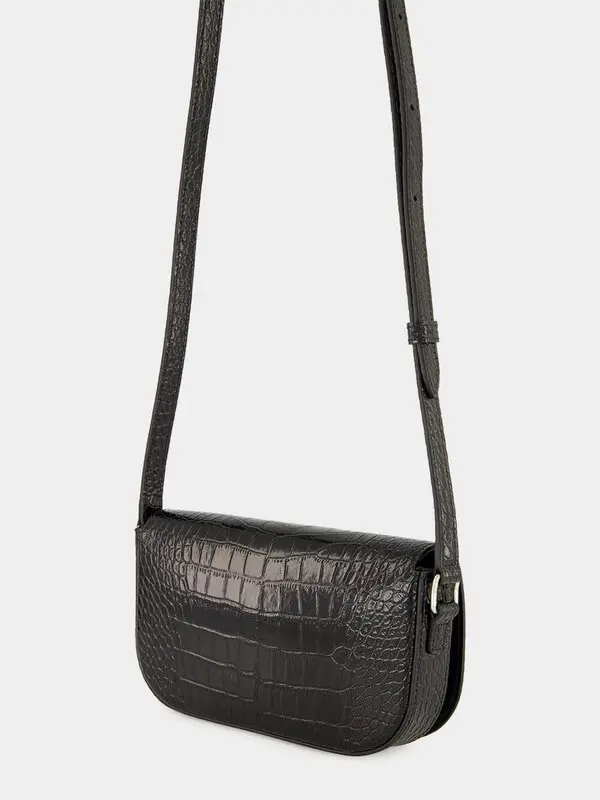 Celine Triomphe Crocodile Effect Small Crossbody Bag - Black