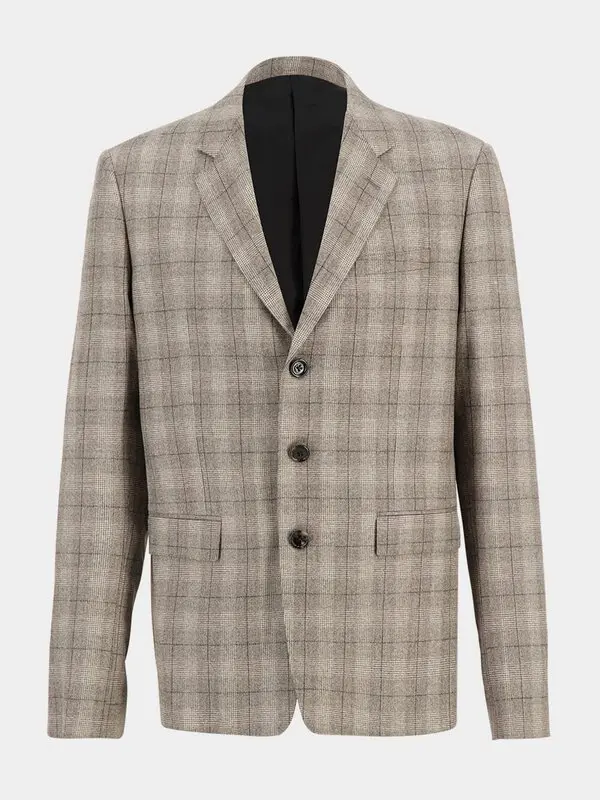 Celine Tailored Prince Of Wales Wool Flannel Blazer - Multicolour