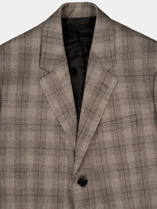 Celine Tailored Prince Of Wales Wool Flannel Blazer