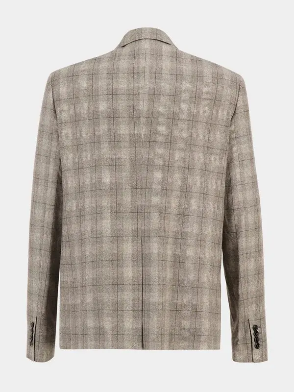 Celine Tailored Prince Of Wales Wool Flannel Blazer