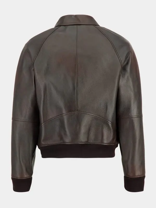 Celine Zipped Leather Bomber Jacket With Front Pockets
