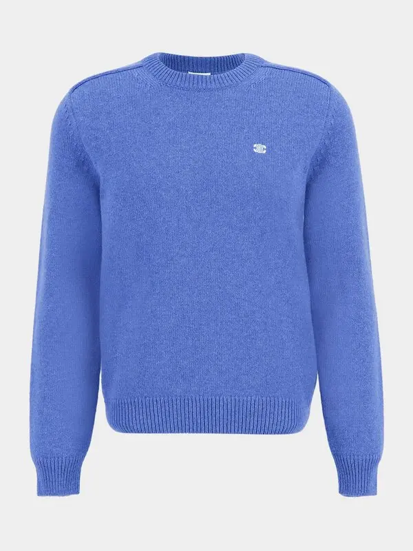 Celine Cashmere Triomphe Boxy Pullover - Blue