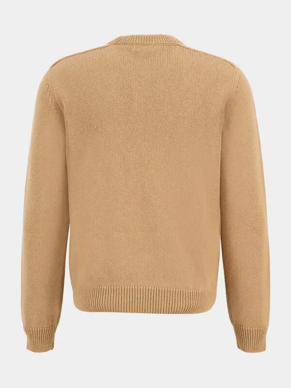 Celine Boxy Cashmere Pullover With Triomphe Embroidery - Beige