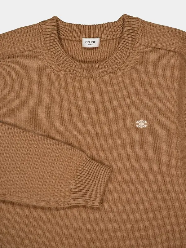 Celine Boxy Cashmere Pullover With Triomphe Embroidery