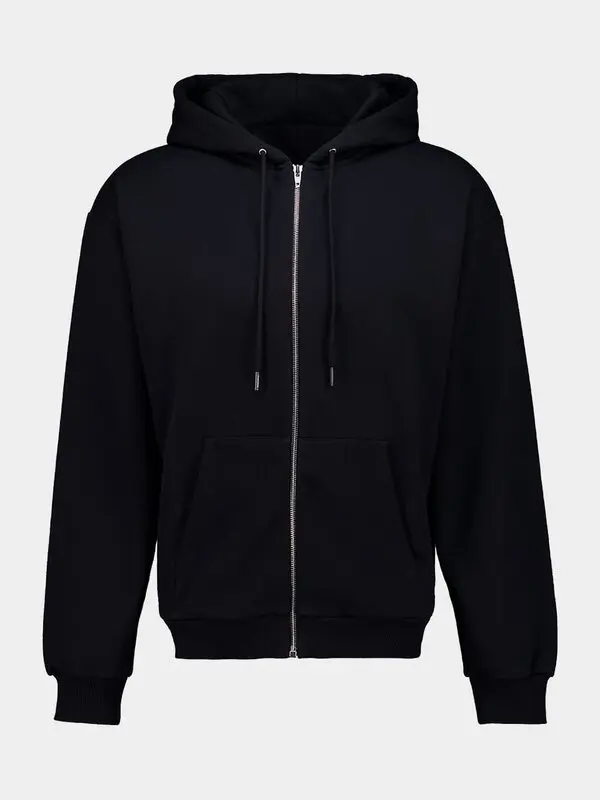 Celine Loose Zip Hoodie In Cotton Fleece - Black