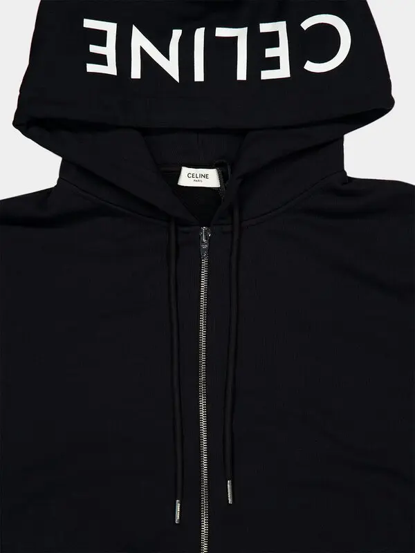 Celine Loose Zip Hoodie In Cotton Fleece