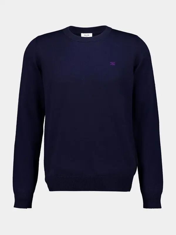 Celine Fine Wool Crew Neck Sweater - Blue