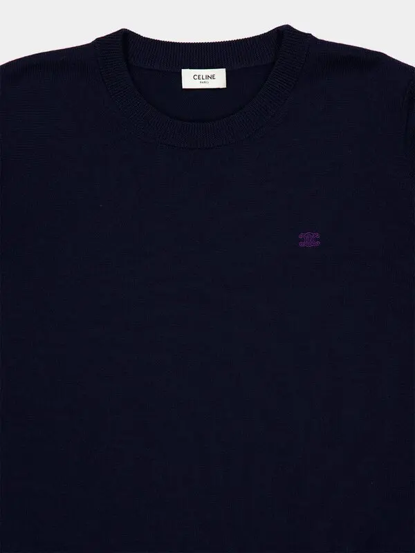 Celine Fine Wool Crew Neck Sweater - Blue