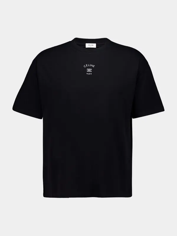 Celine T-shirt Relaxed Fit S/s C-neck Jersey Cotton - Black