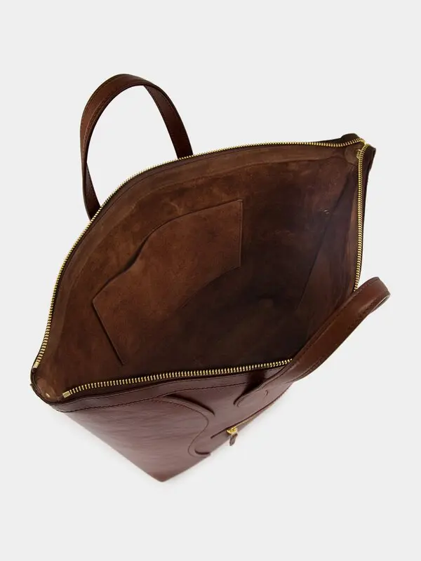 Celine Belt Cabas Vertical Medium Shiny Leather Tote