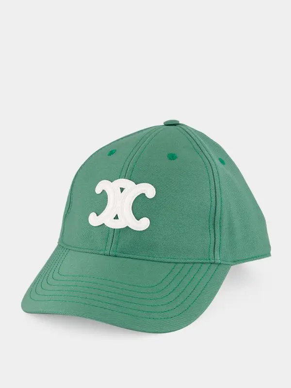 Celine Triomphe Baseball Cap In Cotton - Green