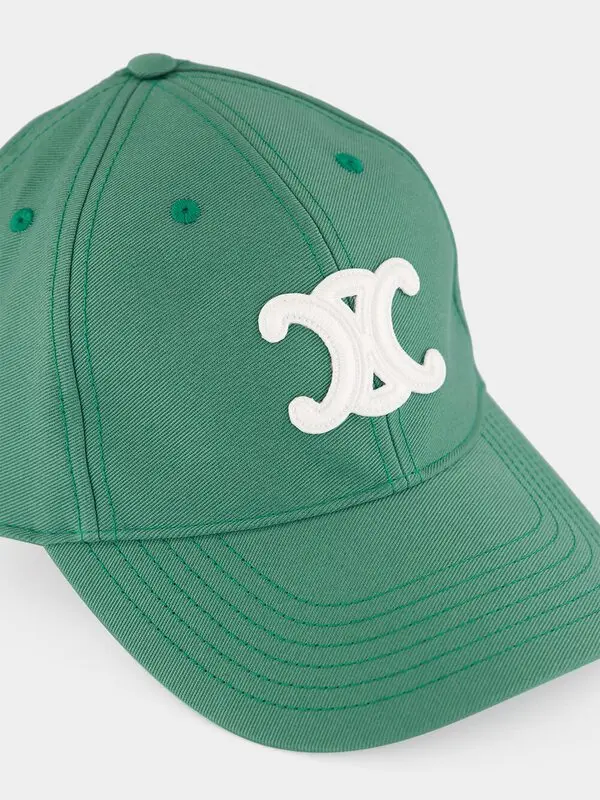 Celine Triomphe Baseball Cap In Cotton - Green