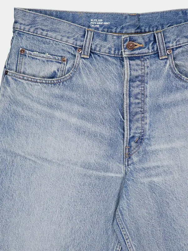 Celine Rigid Cotton Denim Bermuda Shorts