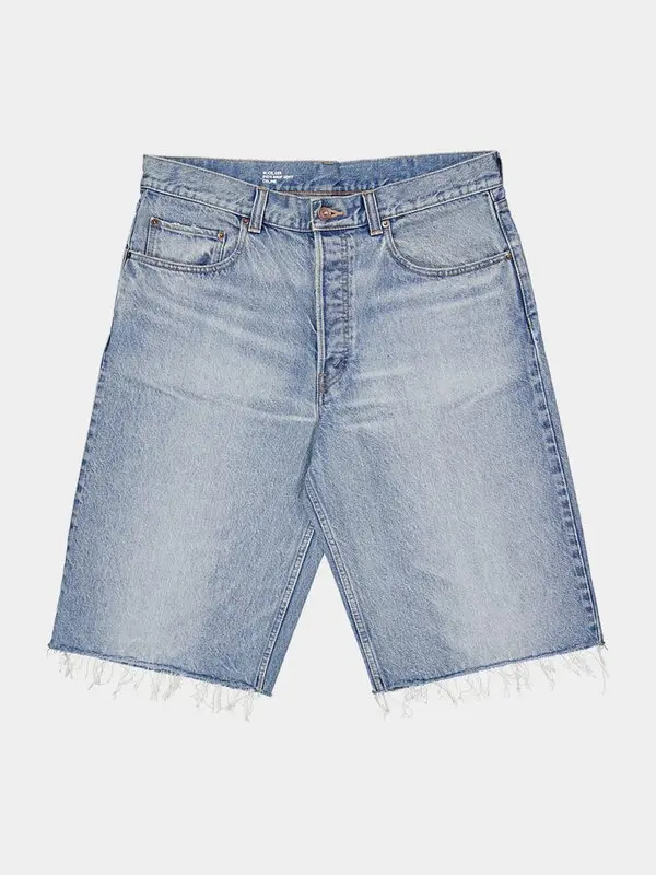 Celine Rigid Cotton Denim Bermuda Shorts