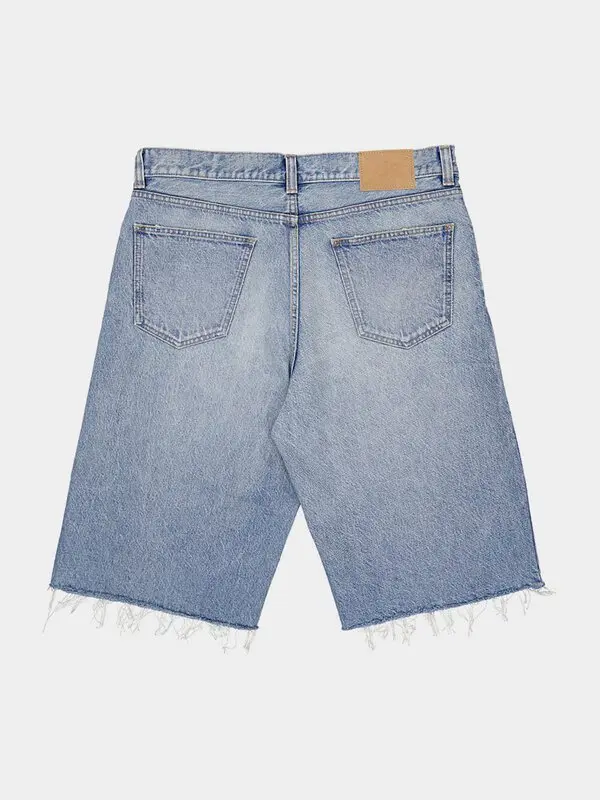 Celine Rigid Cotton Denim Bermuda Shorts