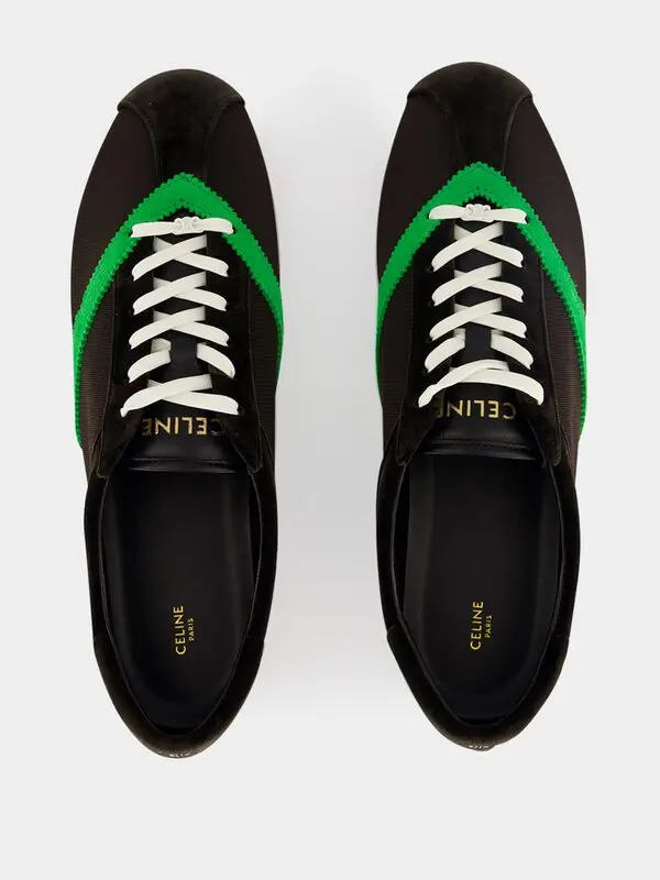 Celine L-top Lace-up Sneakers In Suede And Leather - Brown