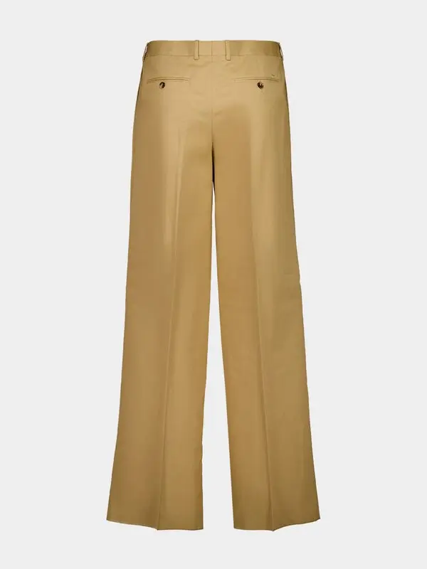 Celine Pleated Canvas Cotton Trousers - Beige