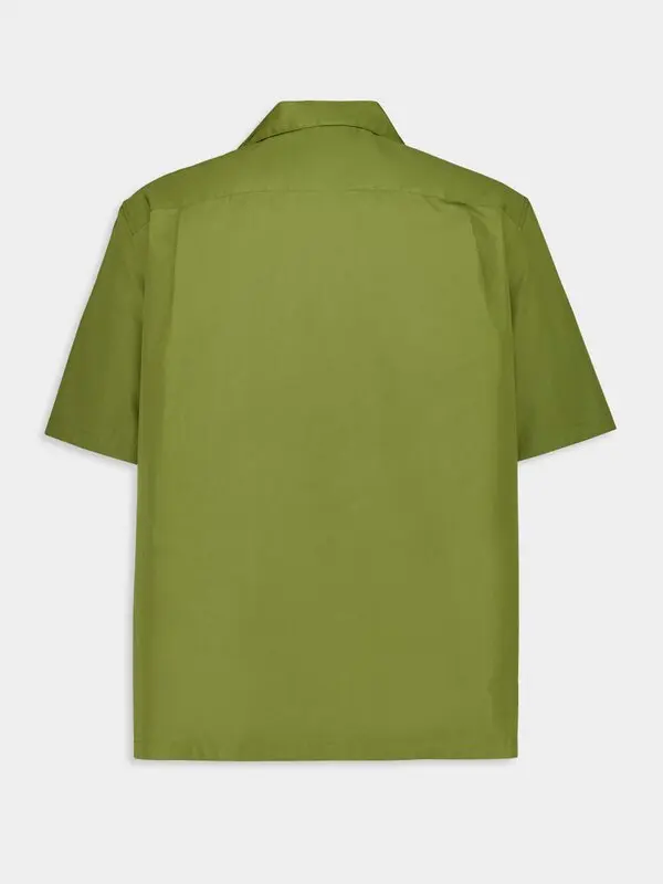 Celine Shirt Bowling S/s Button Up Cotton Poplin - Green