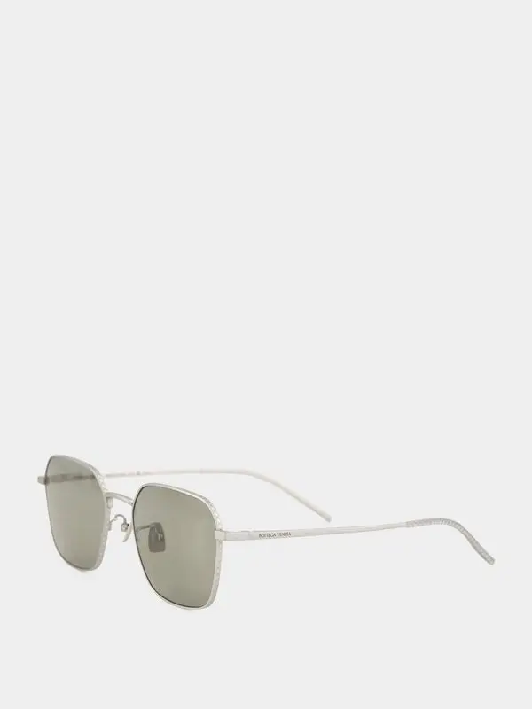 Bottega Veneta Square Titanium Sunglasses