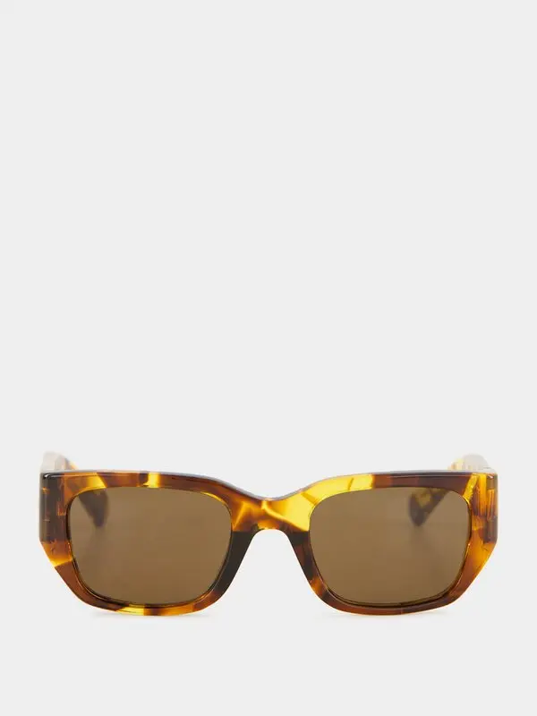 Bottega Veneta Havana Intrecciato Square Sunglasses - Brown