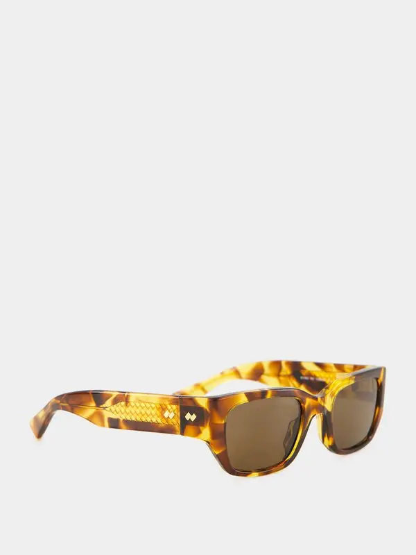 Bottega Veneta Havana Intrecciato Square Sunglasses - Brown