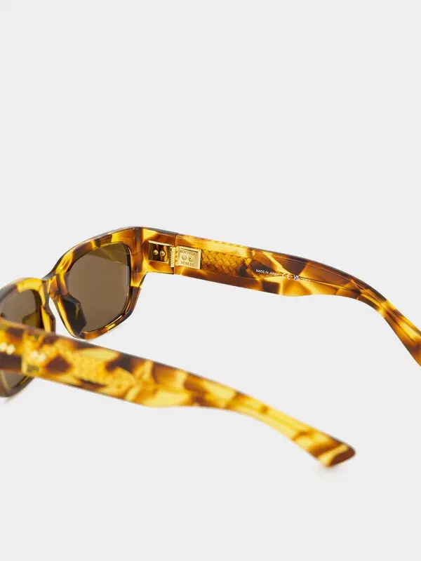 Bottega Veneta Havana Intrecciato Square Sunglasses - Brown