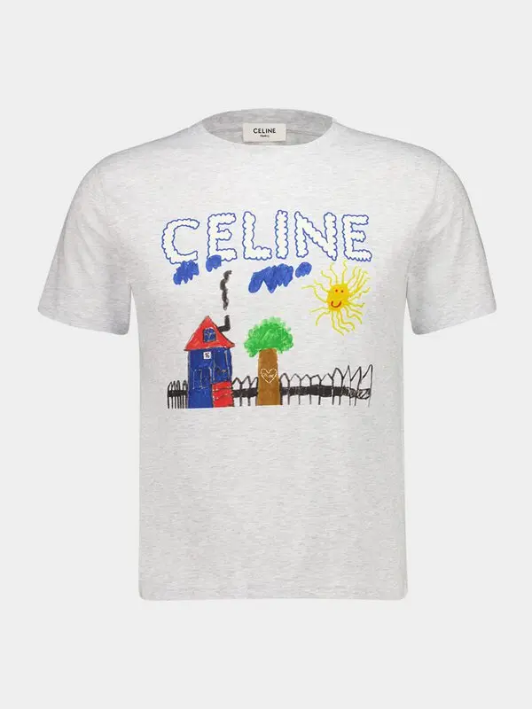 Celine T-shirt Regular Fit S/s C-neck Cotton Jersey - Multicolour