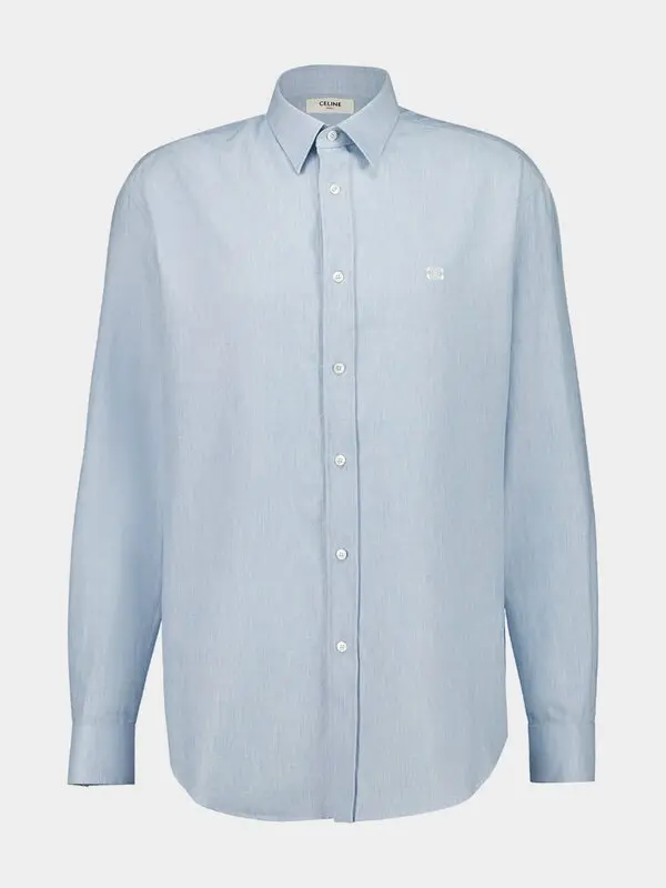Celine Shirt Relaxed Fit L/s Button Up Chambray Cotton - Blue