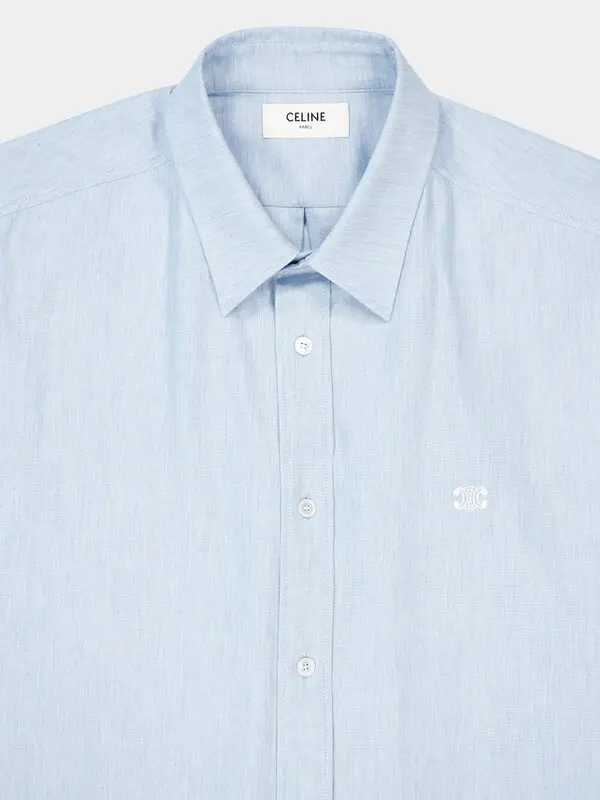 Celine Shirt Relaxed Fit L/s Button Up Chambray Cotton - Blue