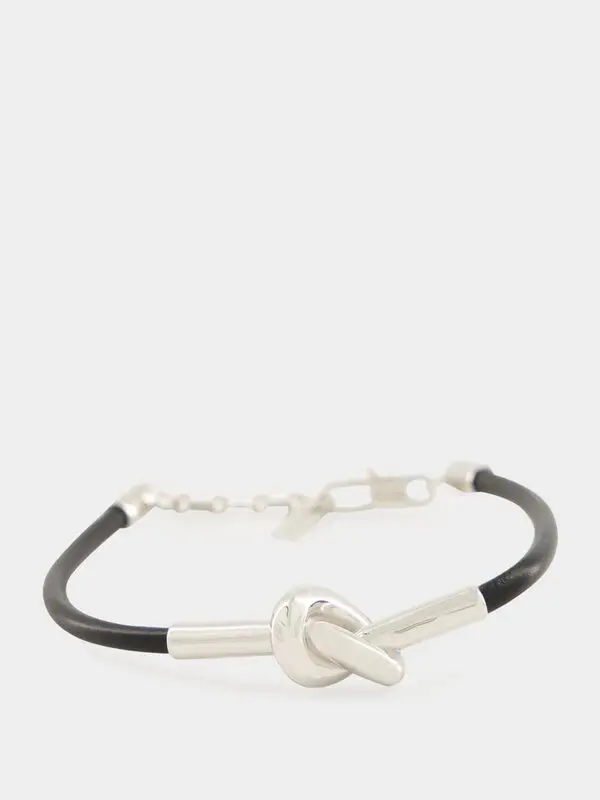 Celine Knot Bracelet In Brass And Leather - Silver