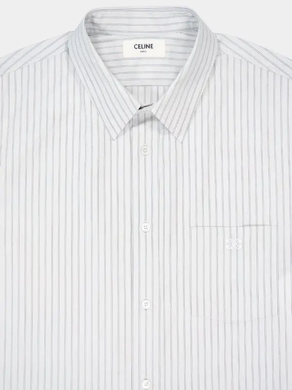 Celine Shirt Loose Fit L/s Button Up Striped Cotton Popl