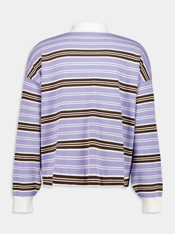 Celine Striped Cotton Long Sleeve Polo Sweater