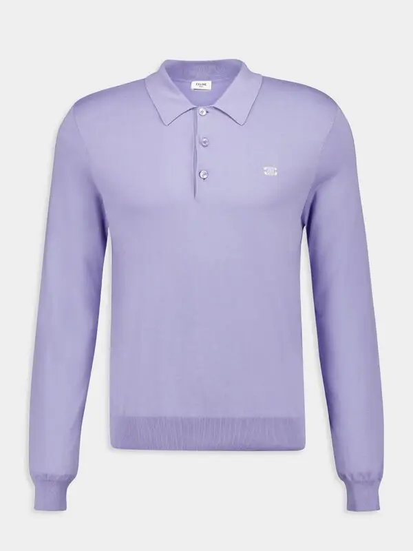 Celine Polo L/s Fine Knit Cotton - Blue